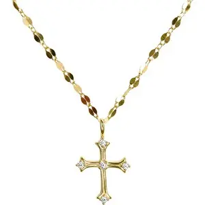 Argento Vivo Cubic Zirconia Disco Chain Cross Pendant Necklace