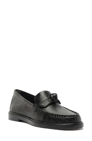 ALEXANDRE BIRMAN Clarita Eyelet Leather Loafer - Black
