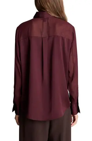 KENNETH COLE Sheer Panel Long Sleeve Shirt - Sugar Beet