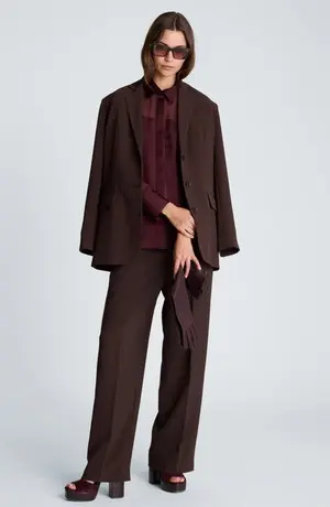 KENNETH COLE Sheer Panel Long Sleeve Shirt - Sugar Beet