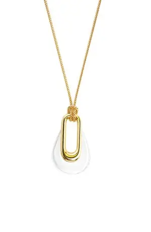 Argento Vivo Mother Of Pearl Teardrop Pendant Long Necklace - Gold