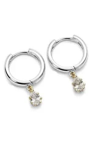 Argento Vivo Cubic Zirconia Teardrop Huggie Hoop Earrings - Gold