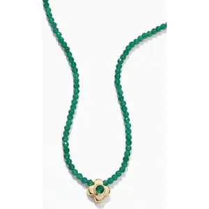 Argento Vivo 18k Plated Beaded Clover Pendant Necklace