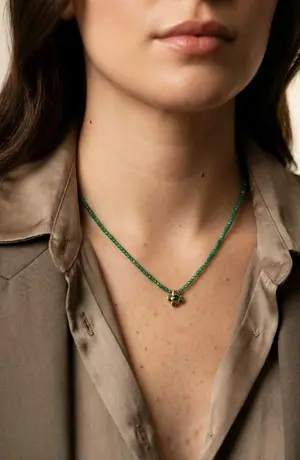 Argento Vivo 18k Plated Beaded Clover Pendant Necklace