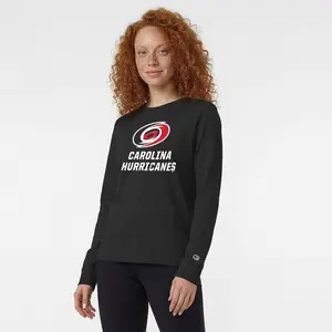 Champion Carolina Hurricanes Wordmark Lockup Long Sleeve T-shirt - Black