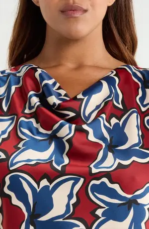 Anne Klein Floral Cowl Neck Top