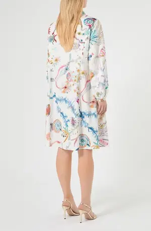 Marina Rinaldi Watercolor Print Long Sleeve Shirtdress