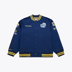 Mitchell & Ness Michigan Wolverines Double Clutch Lightweight Satin Full-snap Jacket