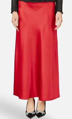 YUMI Satin Midi Skirt
