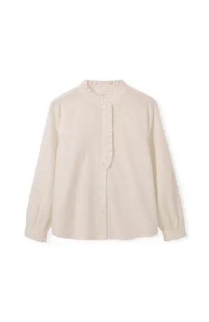 CELTIC & CO. Textured Cotton Shirt With Frill Collar