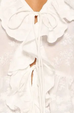 PETAL & PUP Issy Eyelet Ruffle Peplum Top