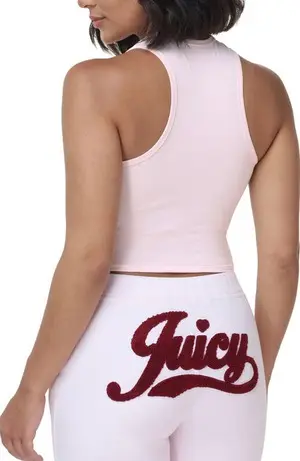 Juicy Couture High Neck Cropped Tank Top With Logo Graphic