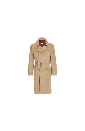 Brunello Cucinelli Suede Motorcyle Trench With Nappa Leather Inserts