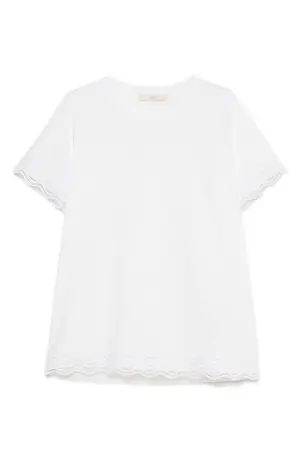 Marina Rinaldi Sebano Scallop Lace Trim T-shirt - Optical White