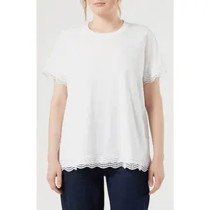 Marina Rinaldi Sebano Scallop Lace Trim T-shirt - Optical White