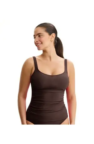 GOTTEX Tutti Frutti Fashion D-cup Scoop Neck Tankini Top - Espresso