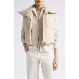 Eleventy High Neck Wool Mouliné Padded Down Vest