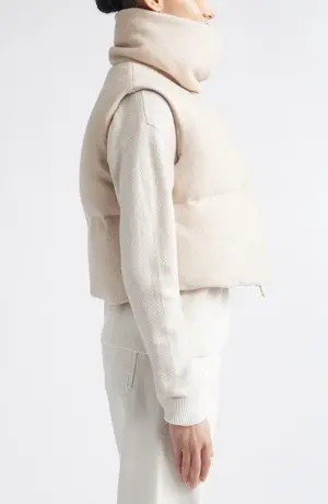 Eleventy High Neck Wool Mouliné Padded Down Vest