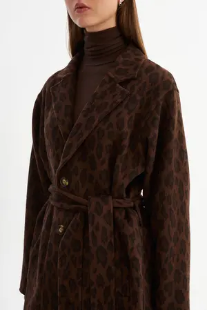 LAMARQUE Katie Reversible Wool Coat - Leopard