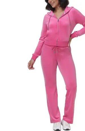 Juicy Couture Rib Waist Velour Track Pants - Bubblegum