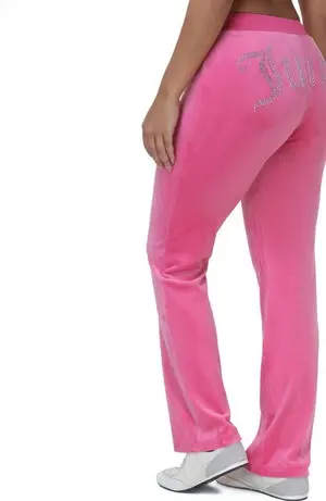 Juicy Couture Rib Waist Velour Track Pants - Bubblegum