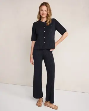 HAVEN WELL WITHIN Organic Cotton Ribbed Wide Leg Pants - Nightfall