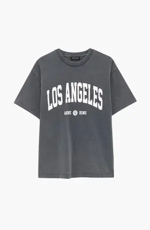 ANINE BING Cade Los Angeles University Tee - Washed Grey
