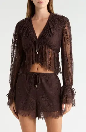 KITTENISH KITTENISH Long Sleeve Crop Lace Top