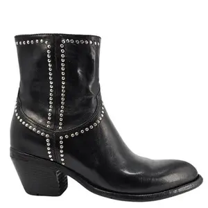 MADISON MAISON Leather Studded Western Ankle Boot