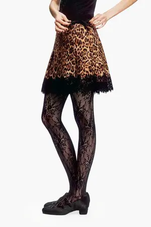 Anna Sui Leopard Denim Kilt