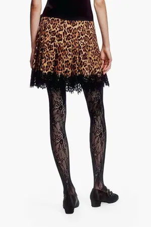 Anna Sui Leopard Denim Kilt