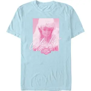 BARBIE Cali Life Pink Portrait Short Sleeve Graphic T-shirt - Chambray