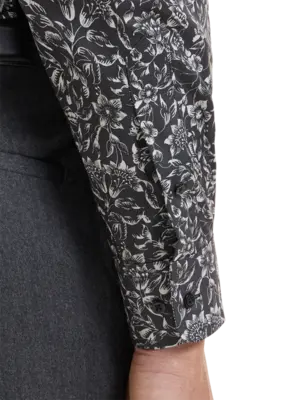 PAUL FREDRICK Cotton Buttondown Collar Pinpoint Classic Contrast Trim Button Cuff Long Sleeve - Black