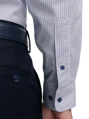 PAUL FREDRICK Cotton Buttondown Collar Pinpoint Classic Contrast Trim Button Cuff Long Sleeve