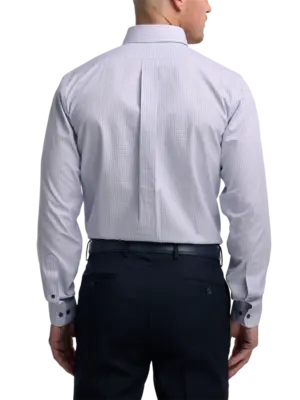 PAUL FREDRICK Cotton Buttondown Collar Pinpoint Classic Contrast Trim Button Cuff Long Sleeve