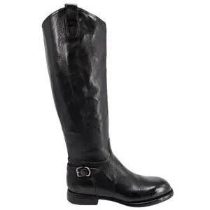 MADISON MAISON Leather Side Zip Knee High Boots - Black