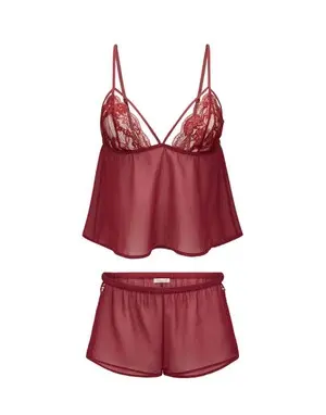 ADORE ME Soraya Cami And Short Lace Set Lingerie - Dark Red