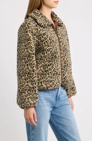 The Great. The Vail Leopard Print Fleece Jacket