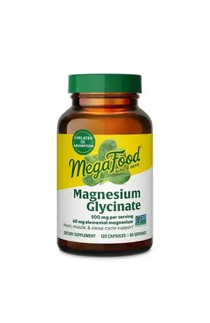 MEGAFOOD Magnesium Glycinate 500mg, Sleep Support, 60mg Elemental Magnesium - None