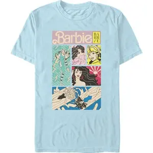 BARBIE Vintage Comic Book Portraits Short Sleeve Graphic T-shirt - Chambray