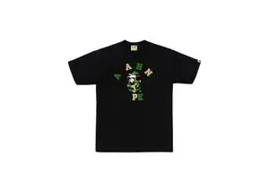 A BATHING APE Abc Camo College Green Camo T-shirt - Black