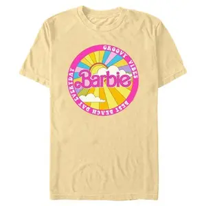 BARBIE Groovy Beach Day Vibes Short Sleeve Graphic T-shirt - Butter