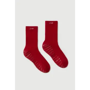 FRAISE Script Grip Socks - Cherry
