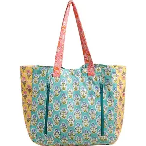 ZSA ZSA ZSU Rajpath Block Printed Cotton Tote Bag - Blue