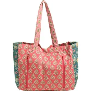 ZSA ZSA ZSU Rajpath Block Printed 100% Cotton Bag 16.5" Artisan Bag Red
