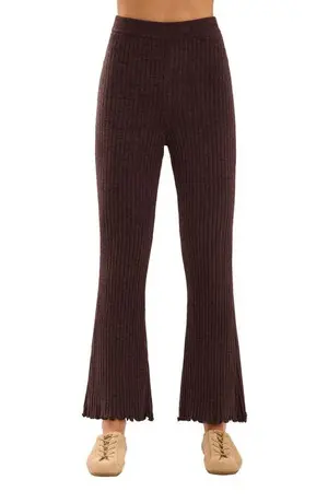 Barefoot Dreams Petal Edge Rib Ankle Pants - Umber