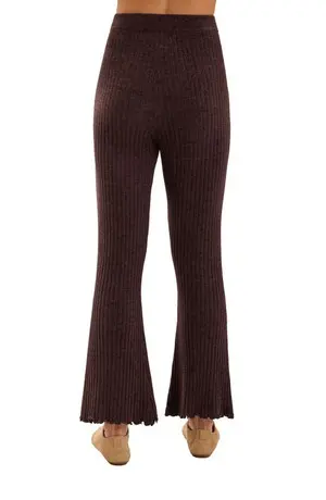 Barefoot Dreams Petal Edge Rib Ankle Pants - Umber