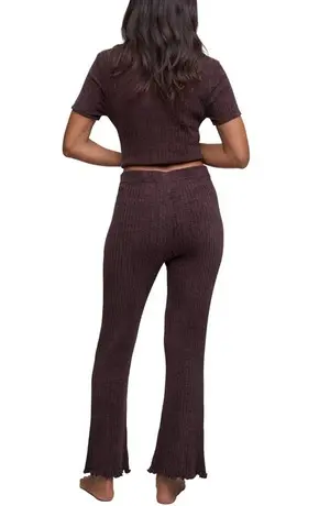Barefoot Dreams Petal Edge Rib Ankle Pants - Umber