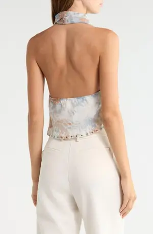 KITTENISH Stud Trimmed Chiffon Top