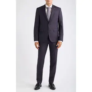 JACK VICTOR Esprit Contemporary Fit Dark Purple Mélange Super 130s Wool Suit - Dark Grape